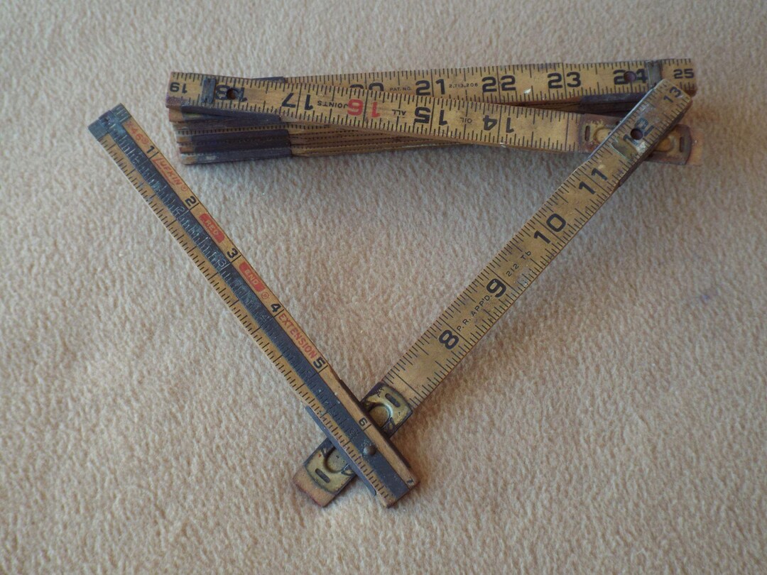 Vintage Wooden Folding Measuring Stick; Vintage Folding Ruler; Vintage ...