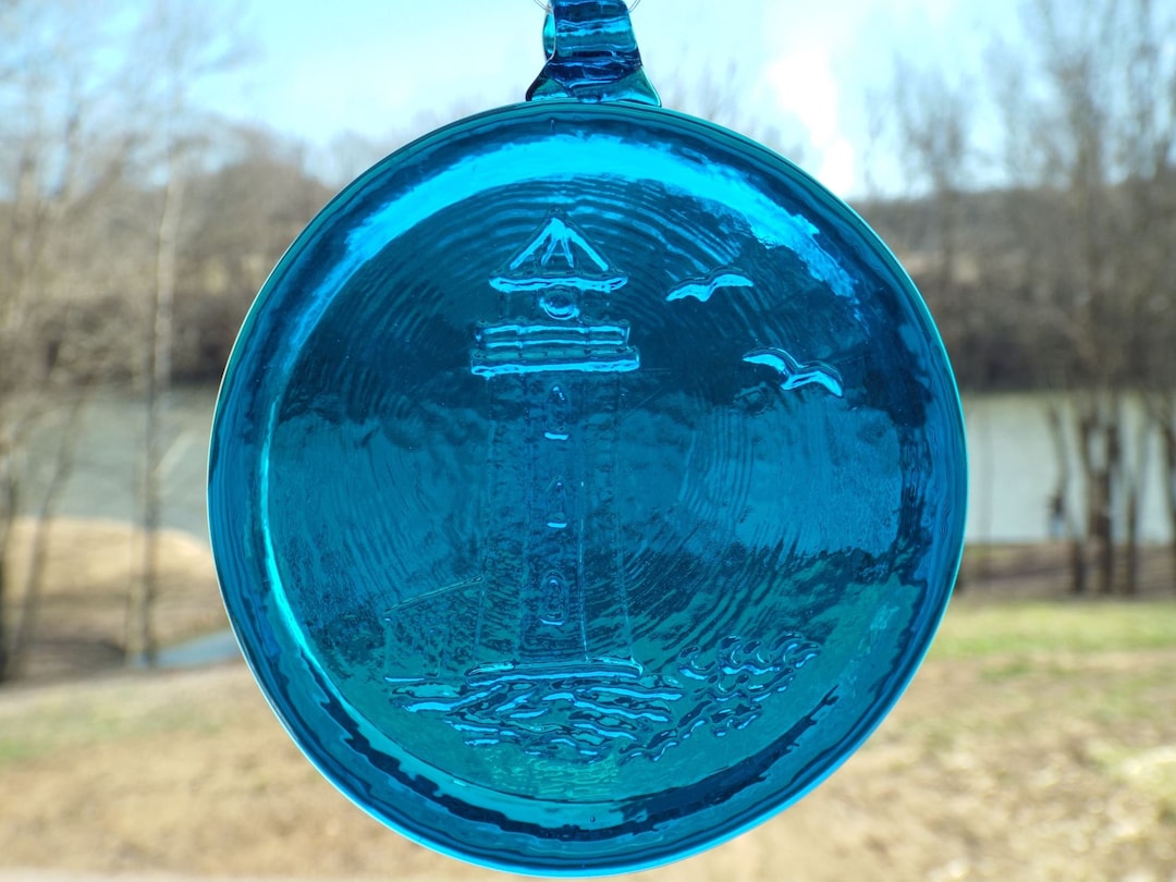 Blue Kitras Art Glass Sun Catcher Window Hanging - Etsy