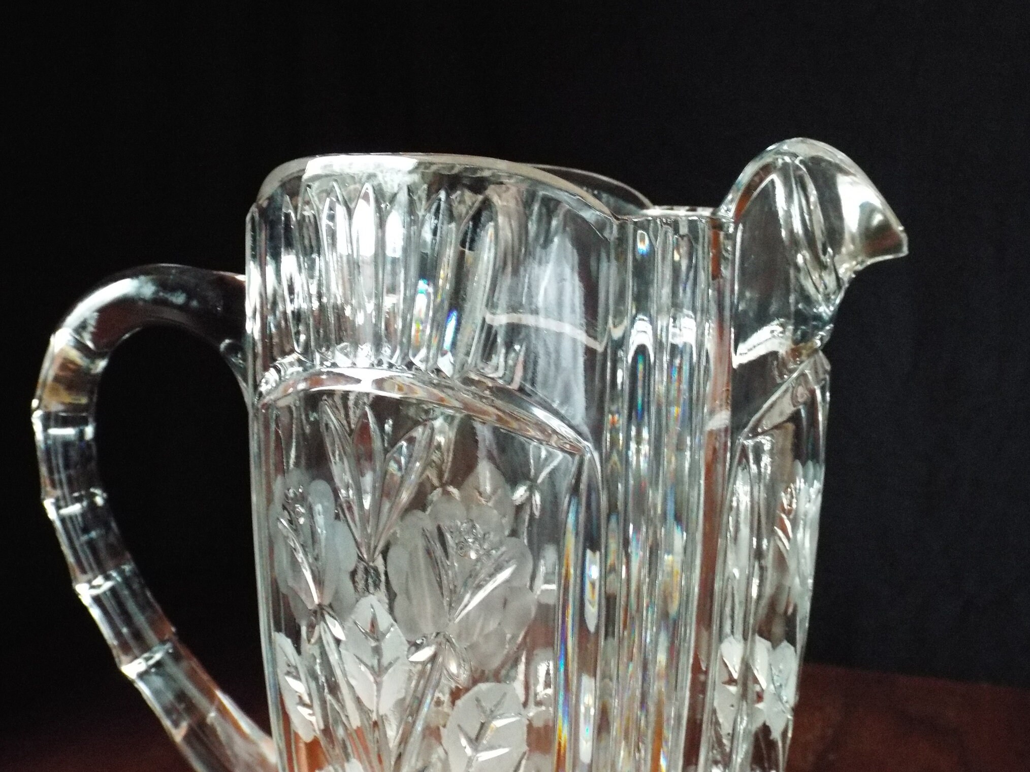 Thistle Pattern Glass Pitcher
