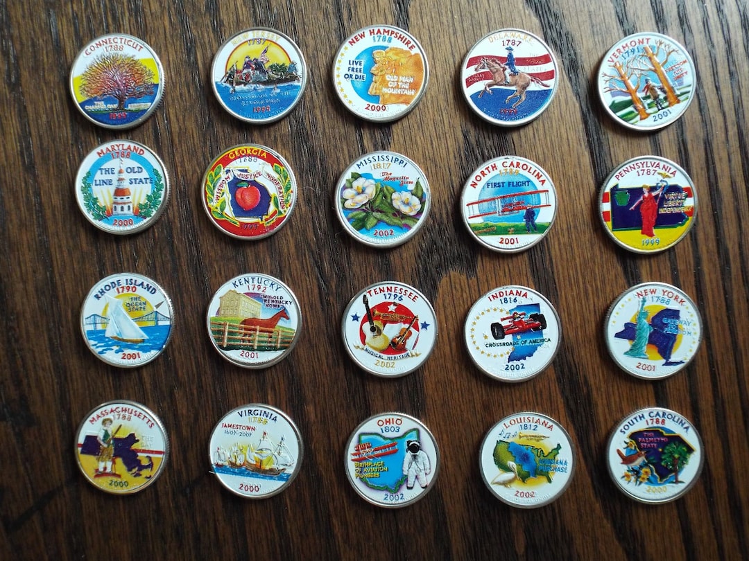 Vintage Painted State Quarters - Etsy