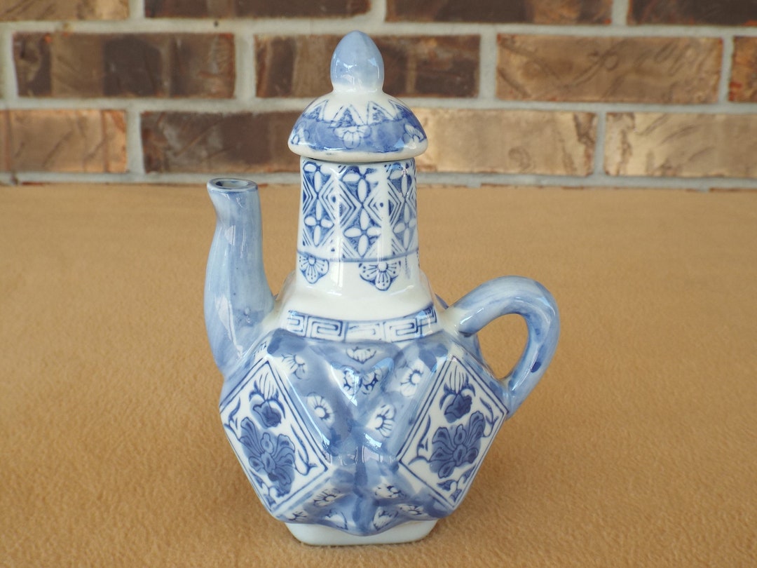Delft Style Porcelain Decorative Teapot With Lid - Etsy