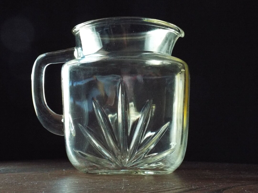 Vintage Federal Glass Pitcher With Pour Spout Star Pattern - Etsy