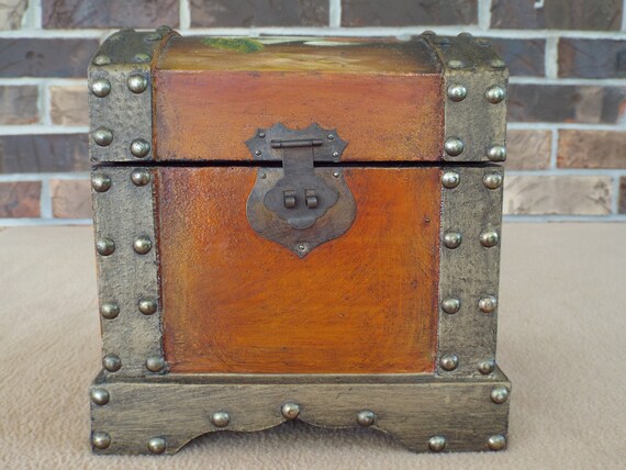 Painted Wood Storage Chest; Decorative Box; Jewelry B… - Gem