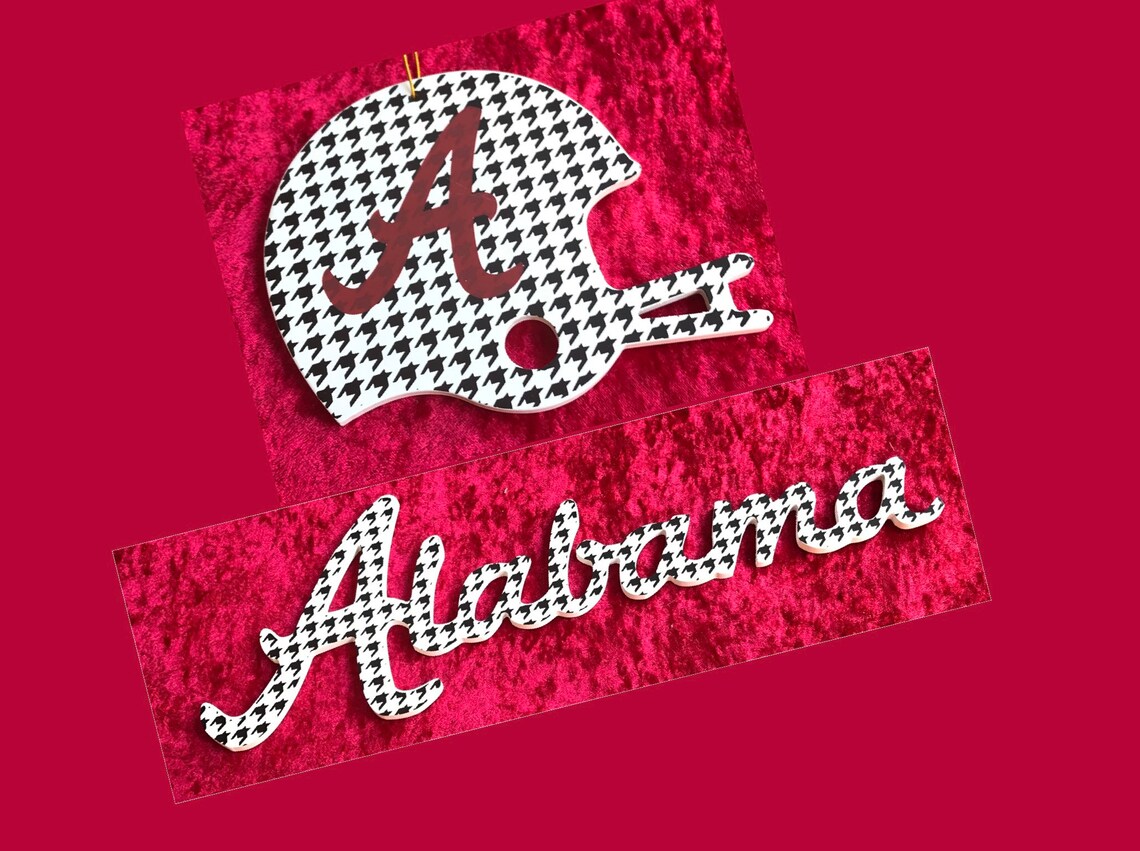 Houndstooth Helmet Sign. Alabama Football Helmet Sign. Bama | Etsy