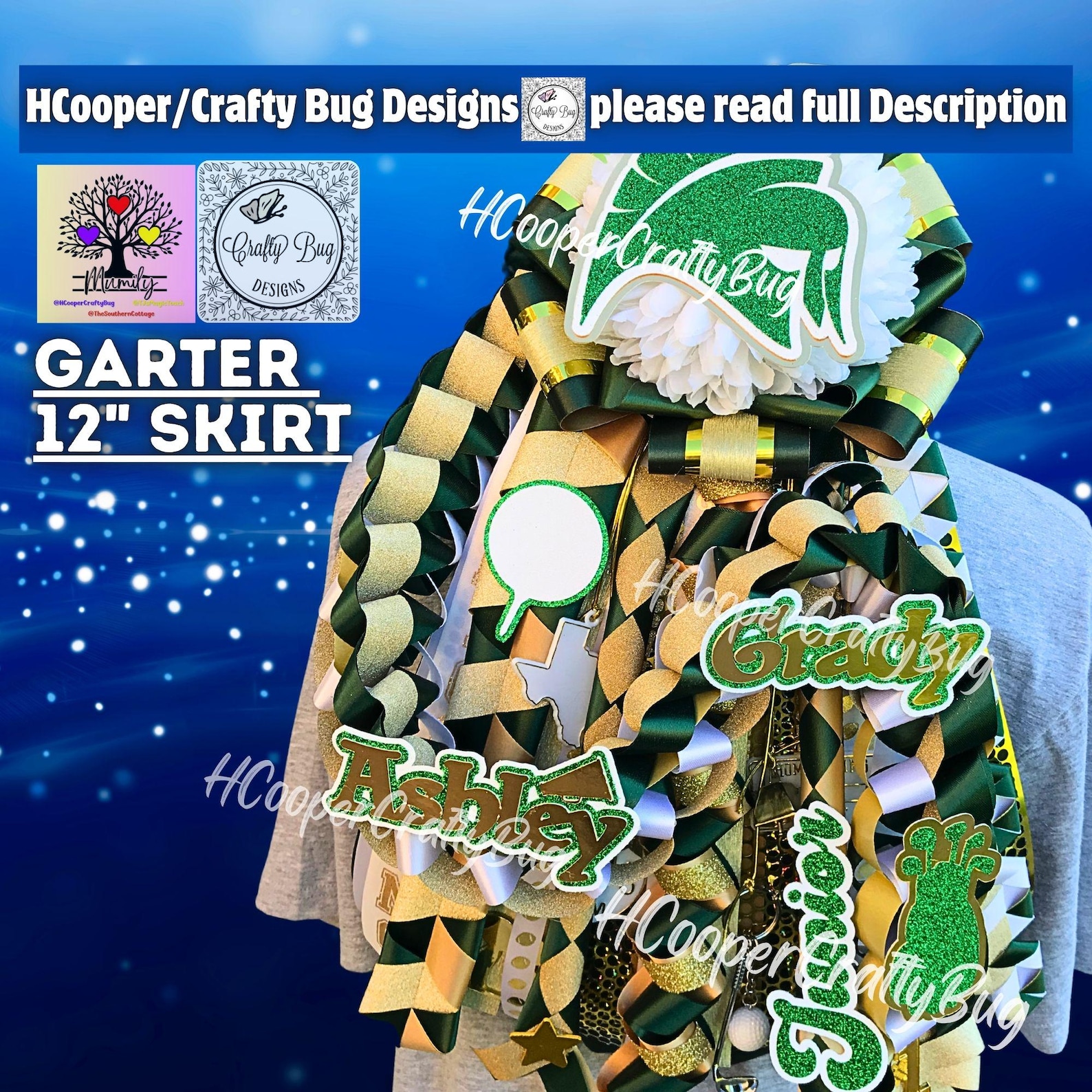 Custom Full Size Garter Mum, Homecoming Mum Garter; SENIOR HOMECOMING ...