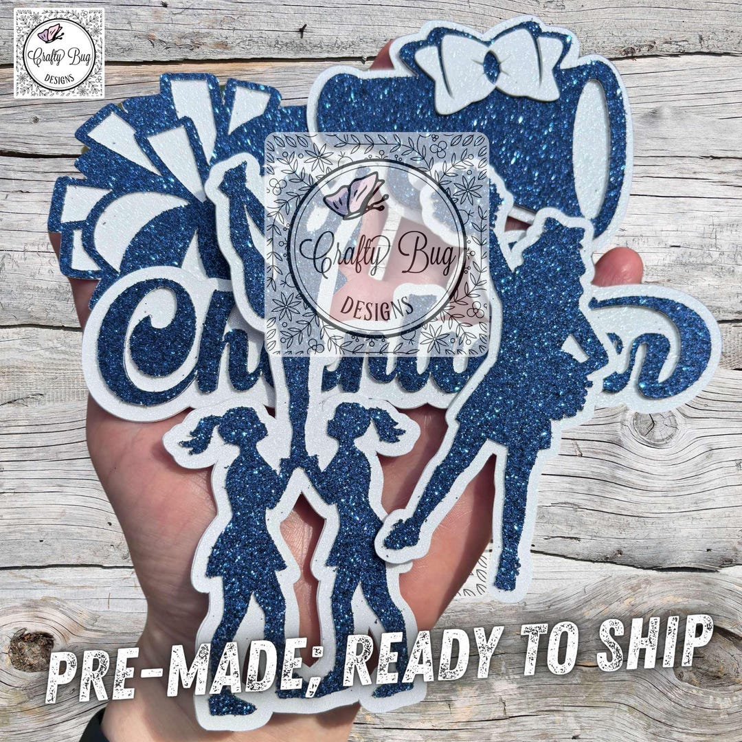 Pre-made Navy 5 Piece Set Cheer Cutouts; Cheerleading Cutouts; Ready to ...