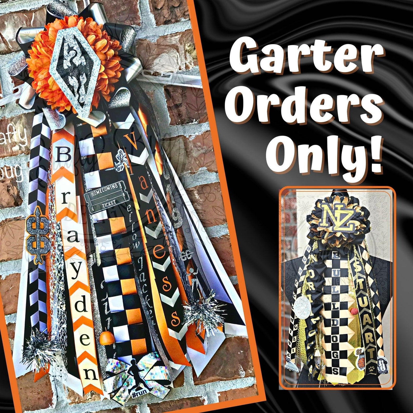 Custom Full Size Garter Mum Homecoming Mum Garter SENIOR - Etsy