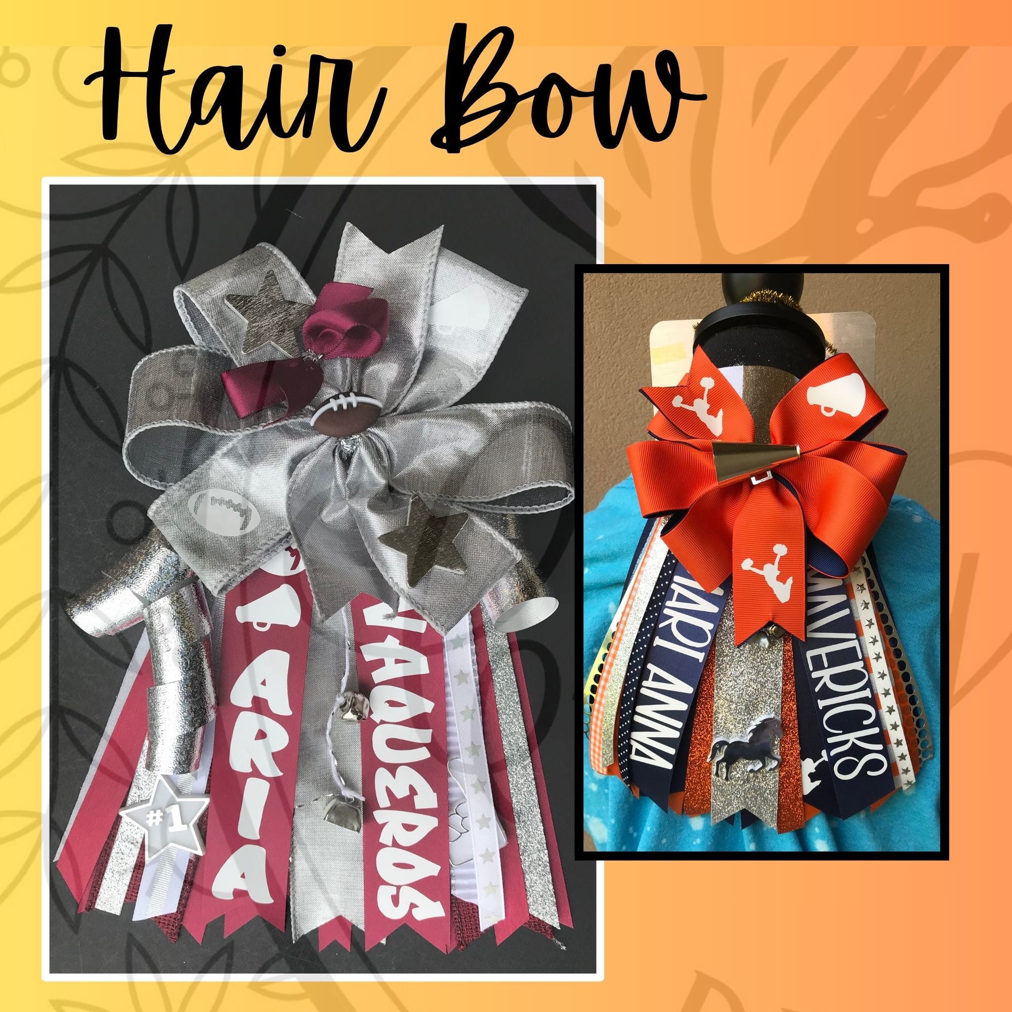 Custom Homecoming Mum Hair Bow: Team Colors, Mascot - Etsy