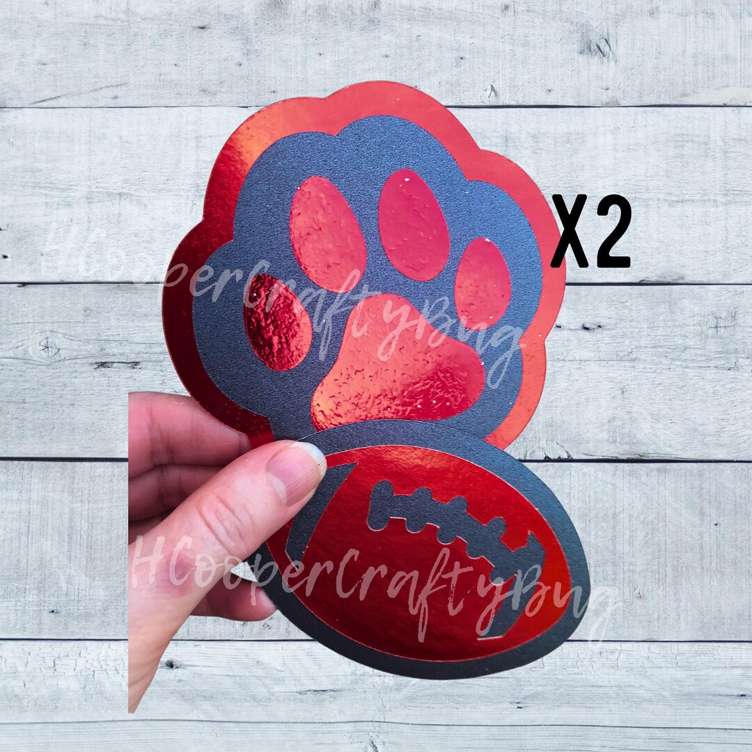 3 Pack Cutouts Football and Paw Print Cutouts Red and Black Homecoming ...