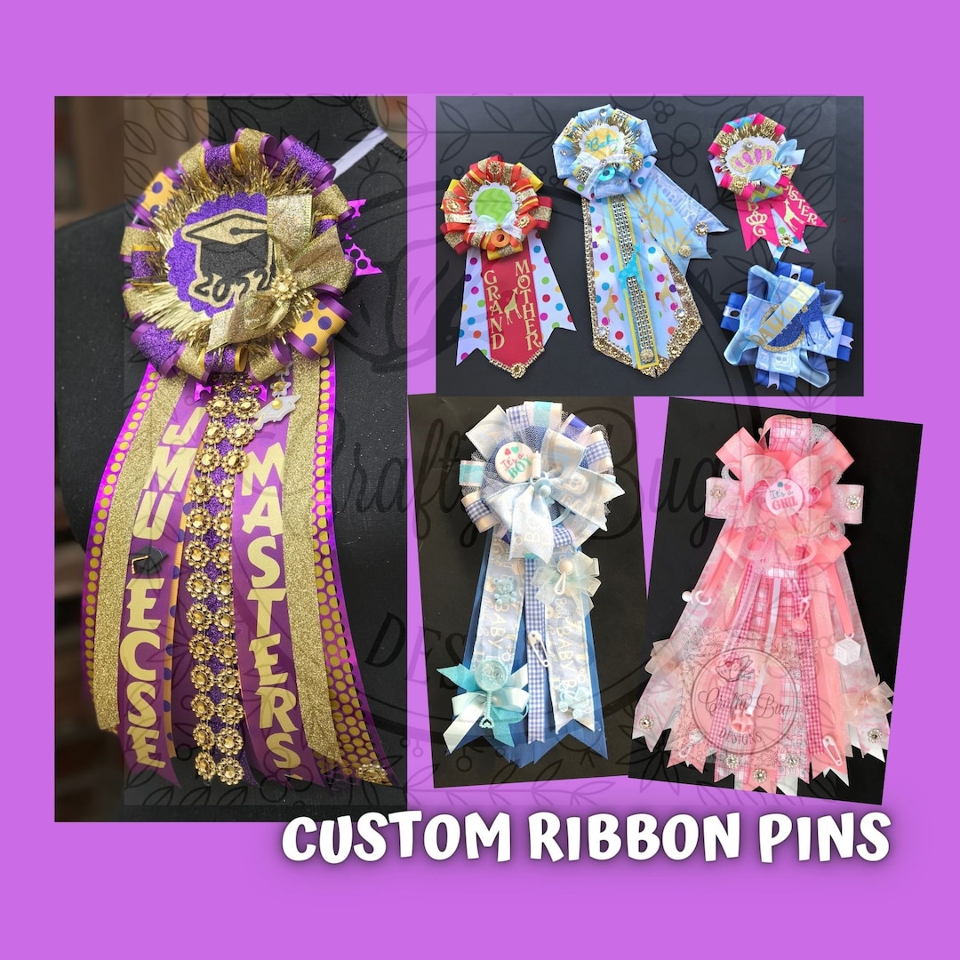 Ribbon Pin. Birthday Ribbon Pin, Baby Shower Pin. Bridal Shower Ribbon ...