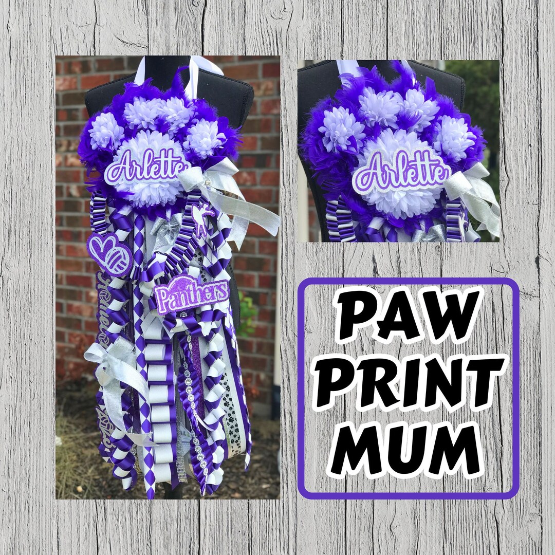 Custom Paw Print Homecoming Mum, Mega Homecoming Mum. Deluxe Homecoming ...