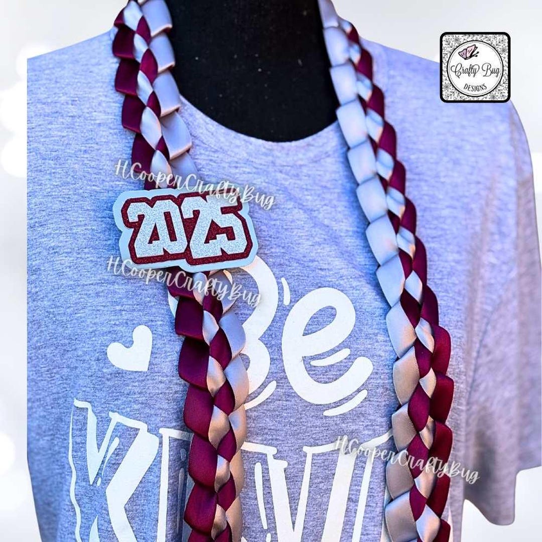 2025 Burgundy & Silver Graduation Lei; Maroon and Gray Graduation Stole ...