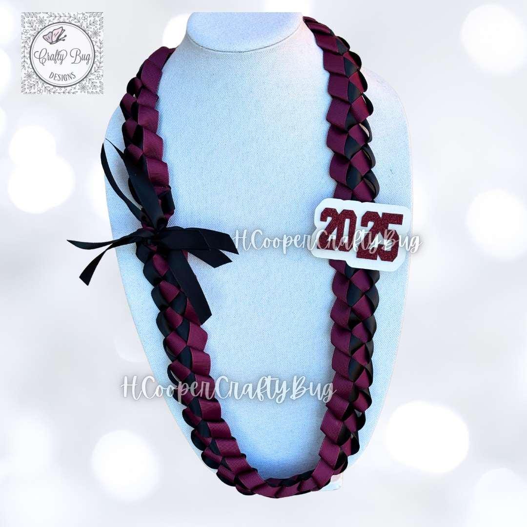 2025 Burgundy and Black Graduation Lei; Maroon Graduation Stole; Ribbon ...