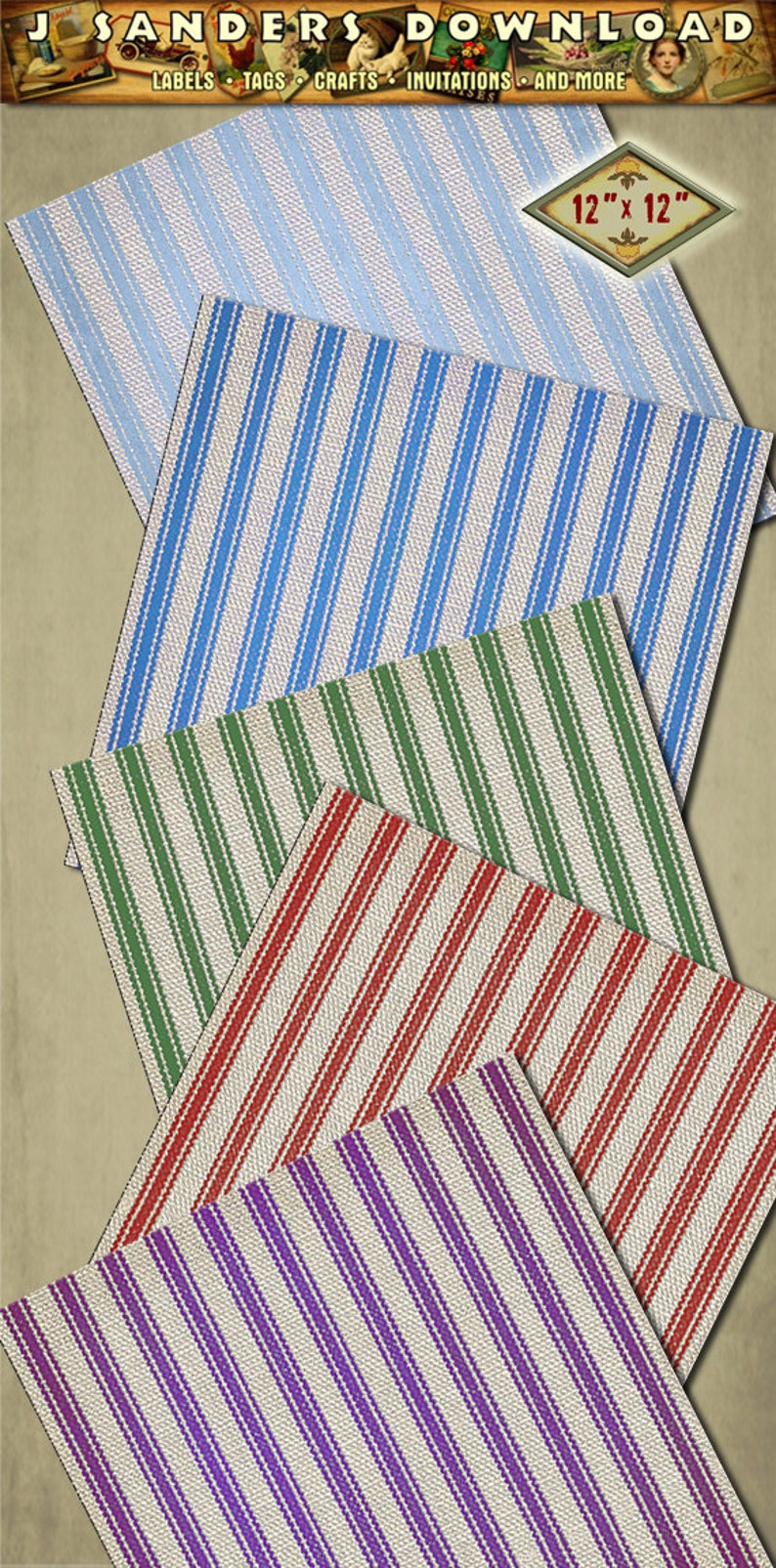 Down Home Bed Ticking Pattern Digital Download Paper Backing for Baby ...