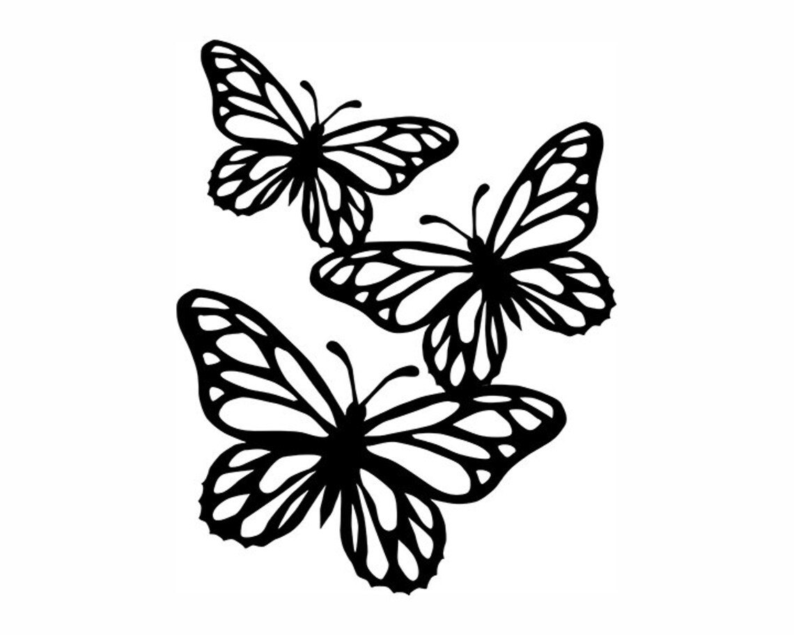 SVG Three Butterflies Cutout for Popular Cutting and Engraving Machines ...