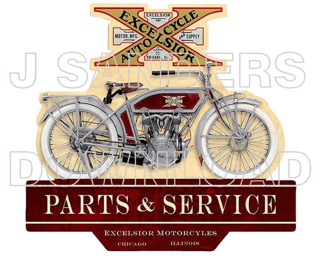 Dye Sublimation Motor Bike Excelsior Nostalgic Advertising Sign T Shirt ...