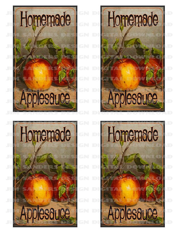 Canning Label Homemade Applesauce Instant Download - Etsy