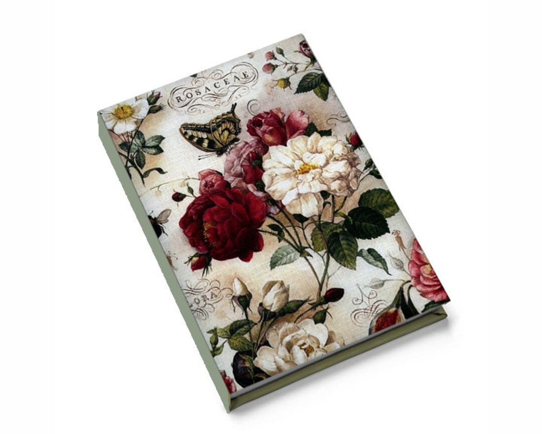 Shabby Chic Roses Engagement Book Cover for 5.5" X 8" Hard Back ...