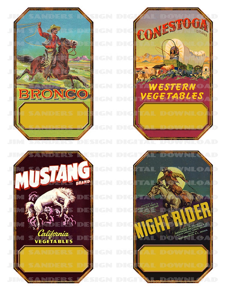 Wild West Themed Fruit Crate Labels Tags Stickers T Shirt Transfer - Etsy