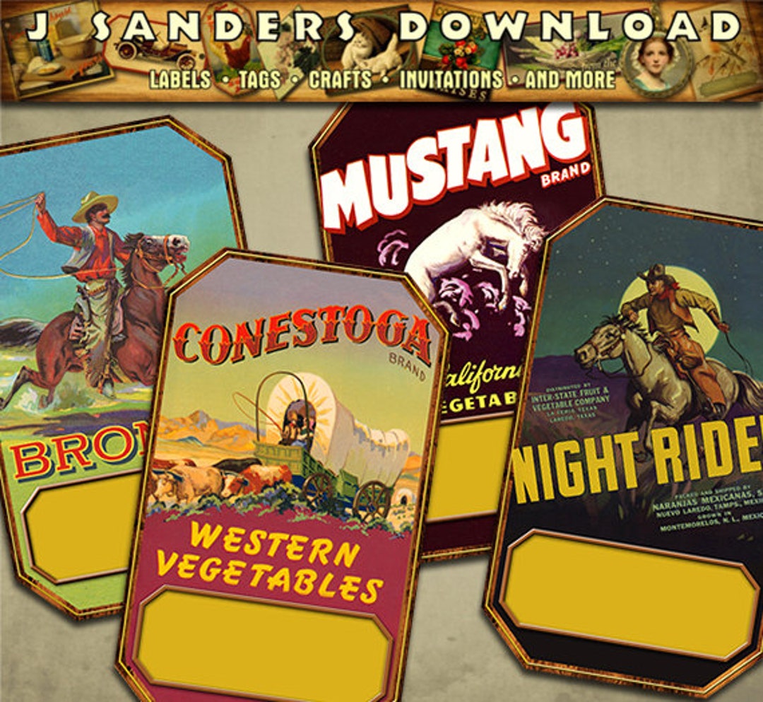 Wild West Themed Fruit Crate Labels Tags Stickers T Shirt Transfer - Etsy