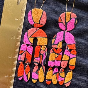 The Sideways Owl XL Long Dingle Retro Print Orange and Pink Pattern ...
