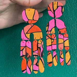 The Sideways Owl XL Long Dingle Retro Print Orange and Pink Pattern ...