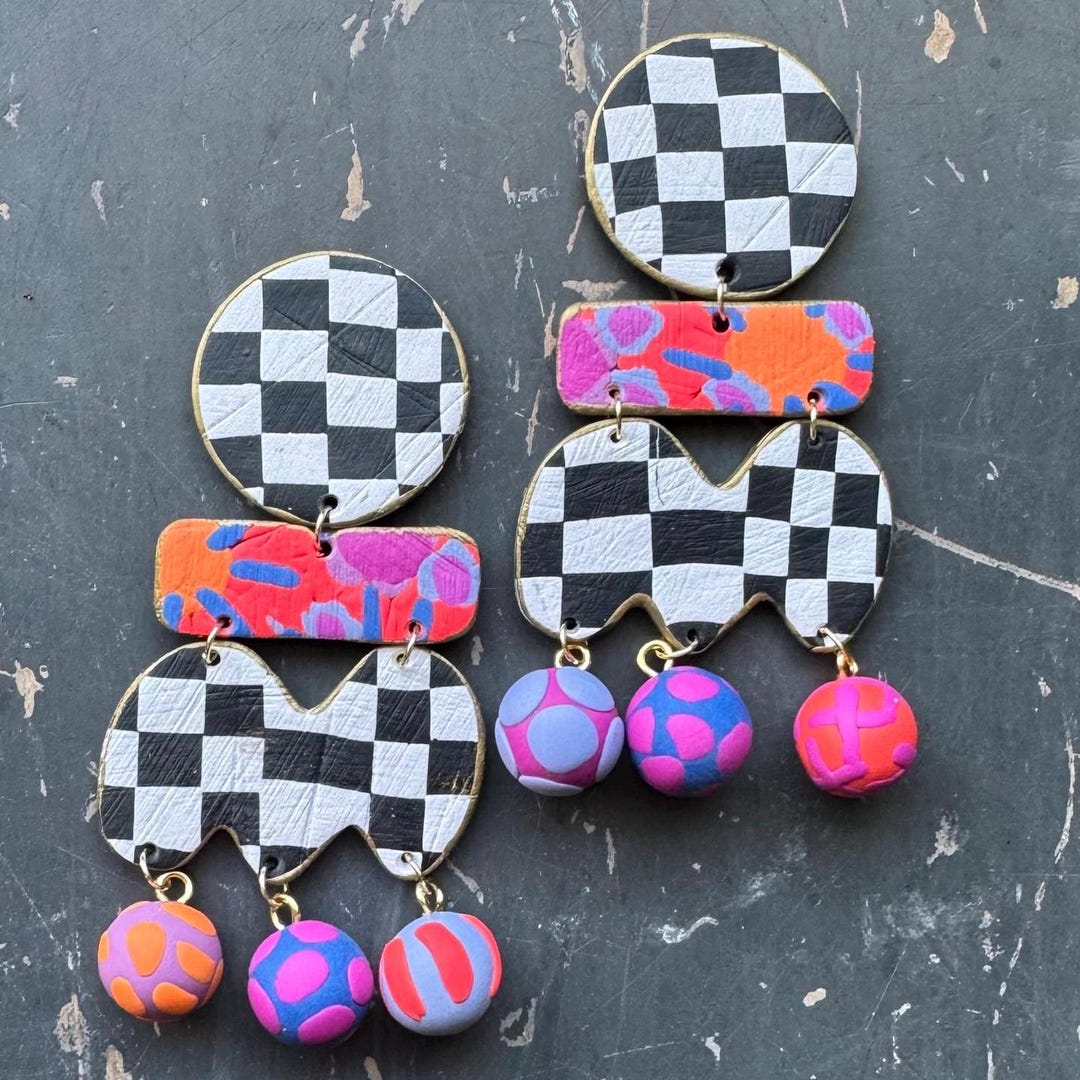 The to Be Frank, Lisa Pair, 4.25 Inch Polymer Clay Beaded Dangle ...
