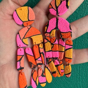 The Sideways Owl XL Long Dingle Retro Print Orange and Pink Pattern ...