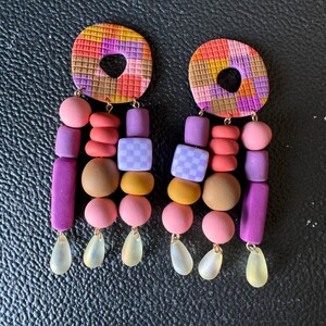 Checkity Check Yourself, Purple Mustard Polymer Clay Handrolled Beaded ...