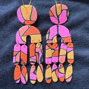 The Sideways Owl XL Long Dingle Retro Print Orange and Pink Pattern ...