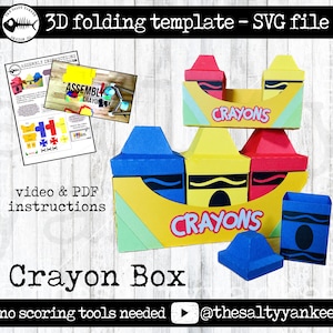 Crayons Box 3D Folding SVG File Template Digital File Download - Etsy