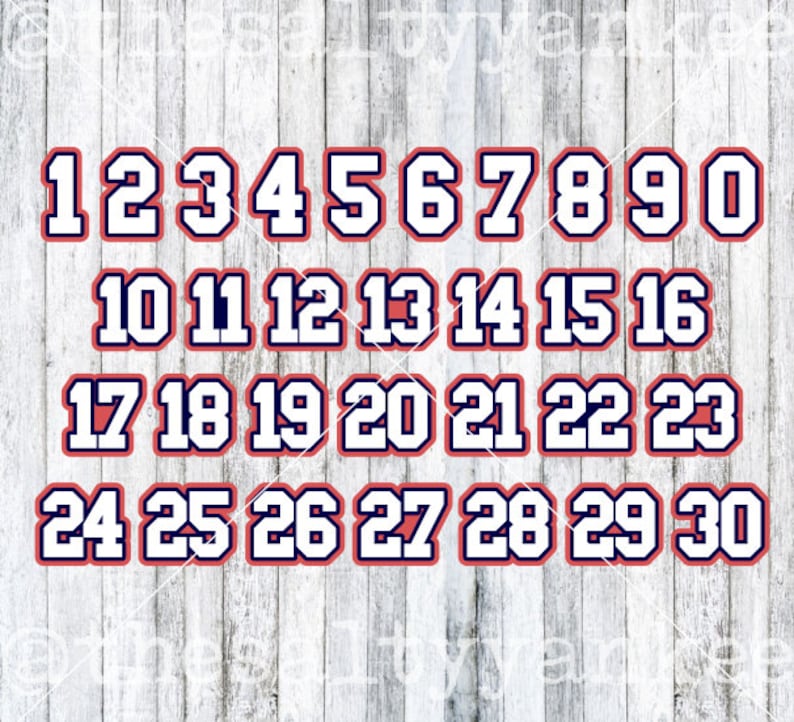 Collegiate Numbers Sports Jersey SVG Layered File Download - Etsy