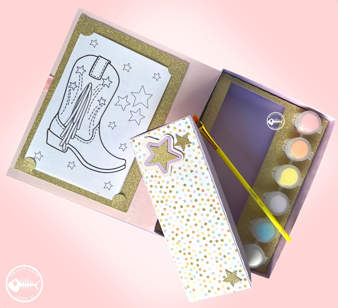 Painting Kit Party Favor Box for Paint and Coloring Pages 3D Folding ...