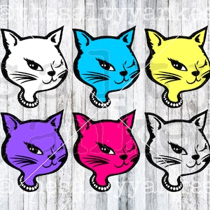 Retro 90s Winking Kitty Cat Inspired by the Vending Machine Stickers ...