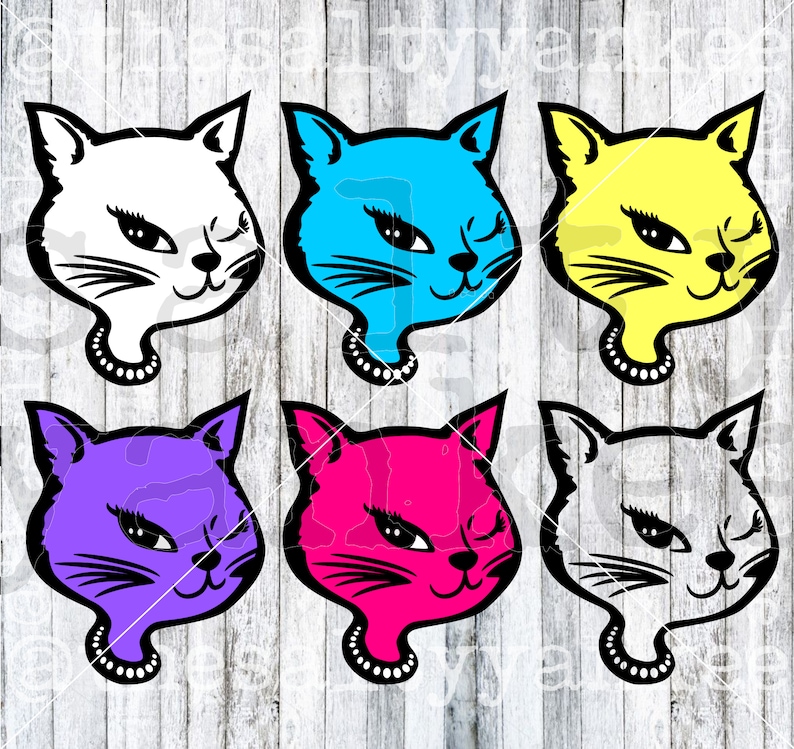 Retro 90s Winking Kitty Cat Inspired by the Vending Machine Stickers ...