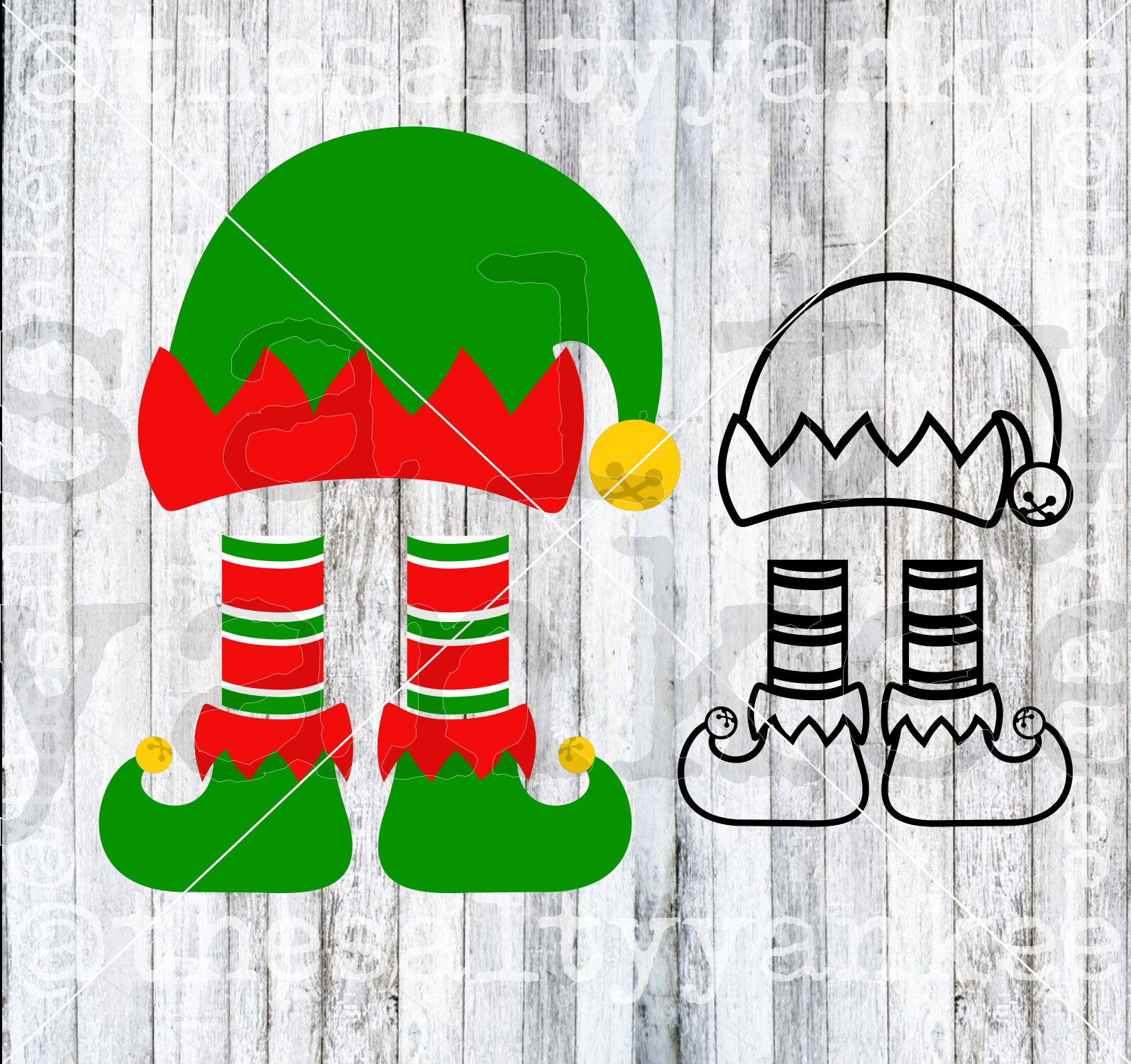 Elf Hat and Shoes Layered and Outline SVG File Download - Etsy