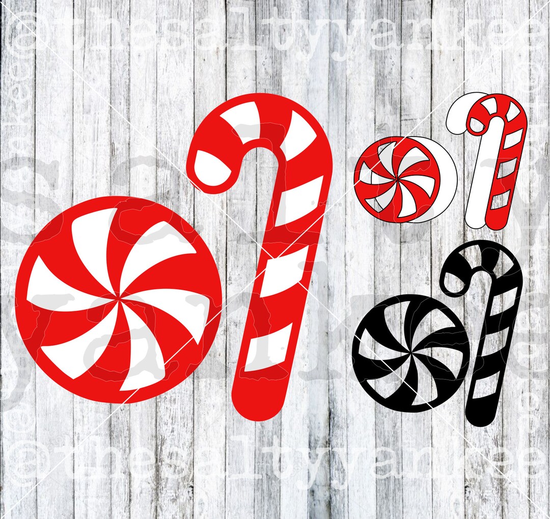 Peppermint Candies Candy Cane Christmas Solid and Layered SVG Layered ...