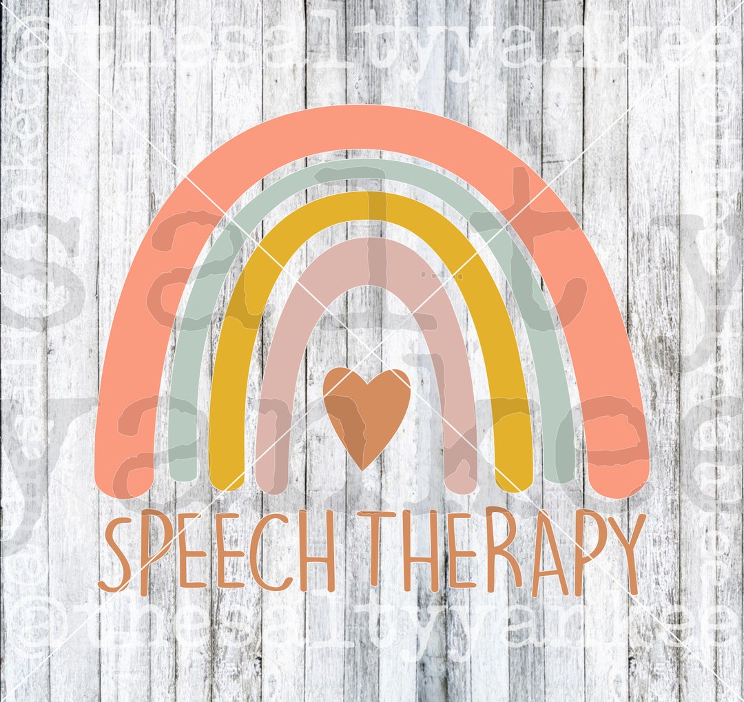 Speech Therapy Boho Chic Rainbow With Heart SVG Layered File Download ...