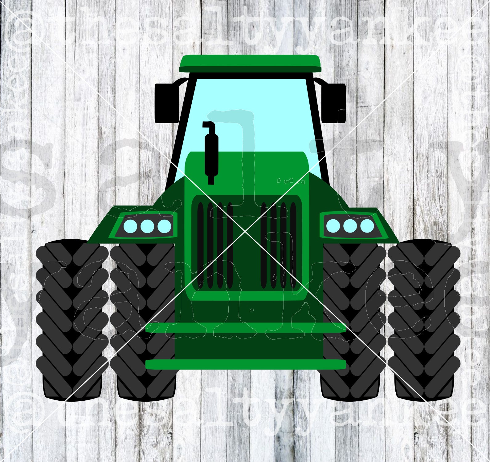 Green Farm Tractor Front Facing View Clipart SVG Layered File Download ...