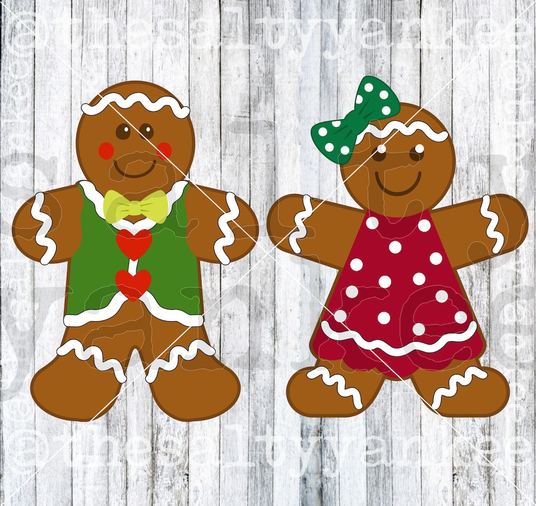 Gingerbread Man and Woman Christmas Cookies SVG Layered File Download ...