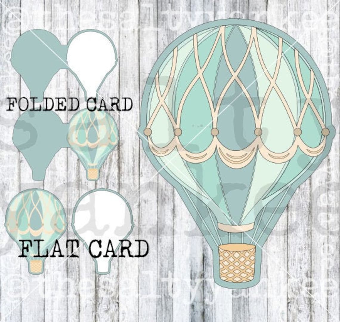Hot Air Balloon Layered Template for Flat or Folded Card Invitation ...