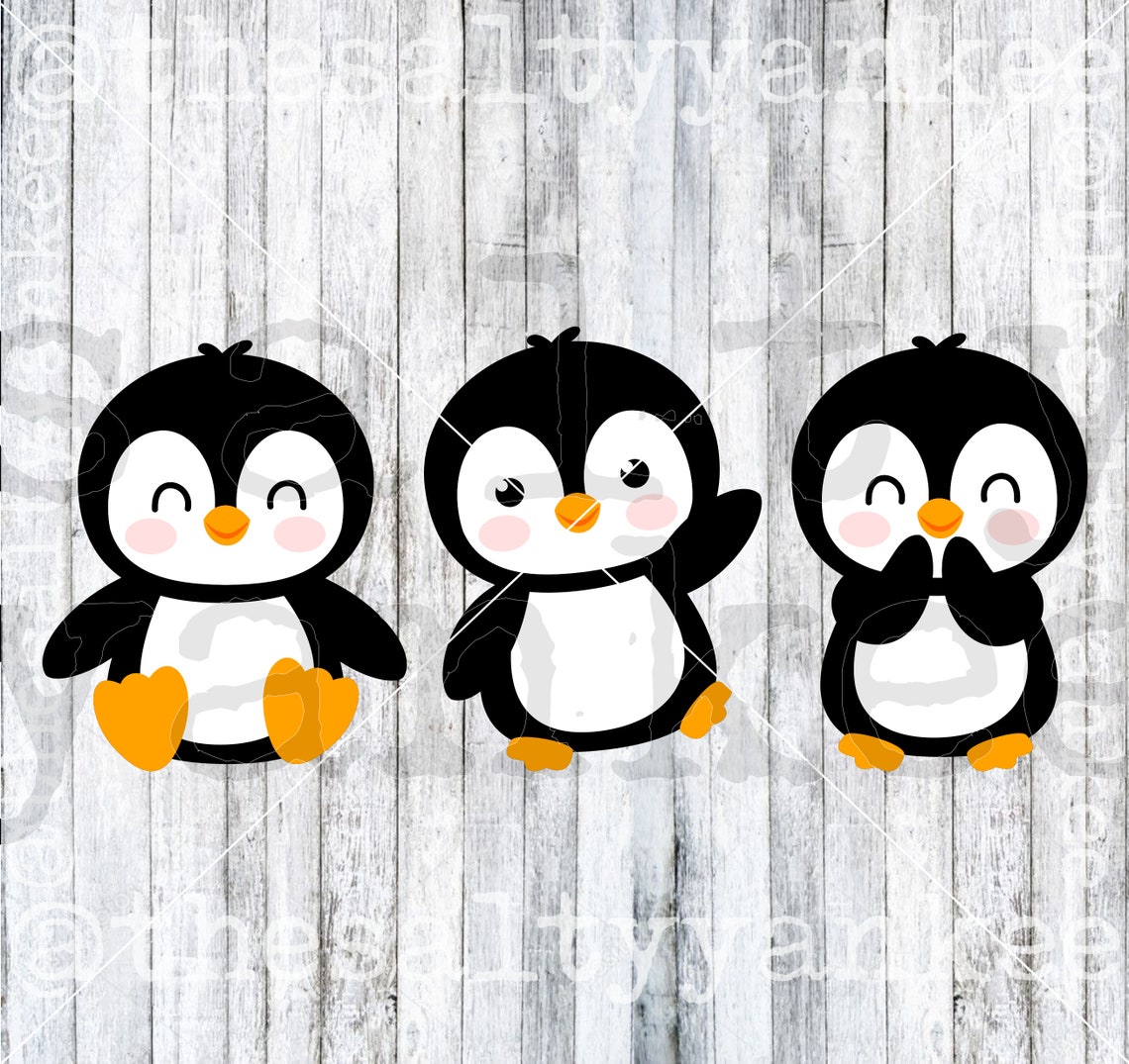 Cute Little Penguins SVG Layered File Download - Etsy