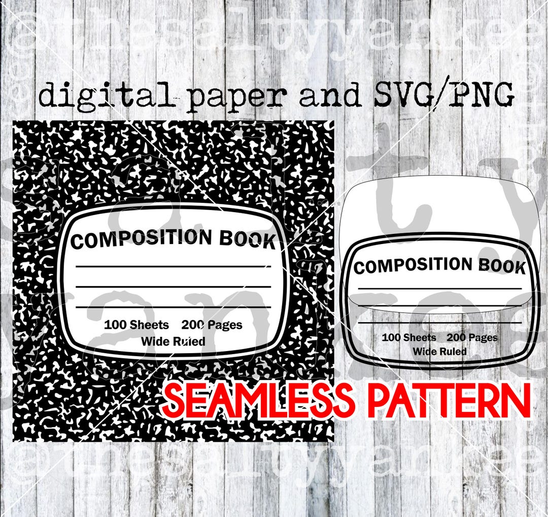 Compostion Book Digital Paper and Label Layered SVG and PNG High ...
