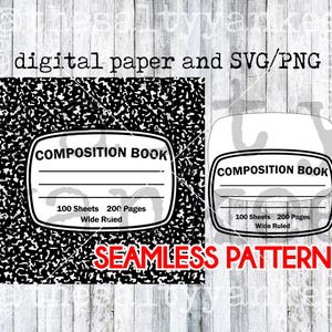 Compostion Book Digital Paper and Label Layered SVG and PNG High ...