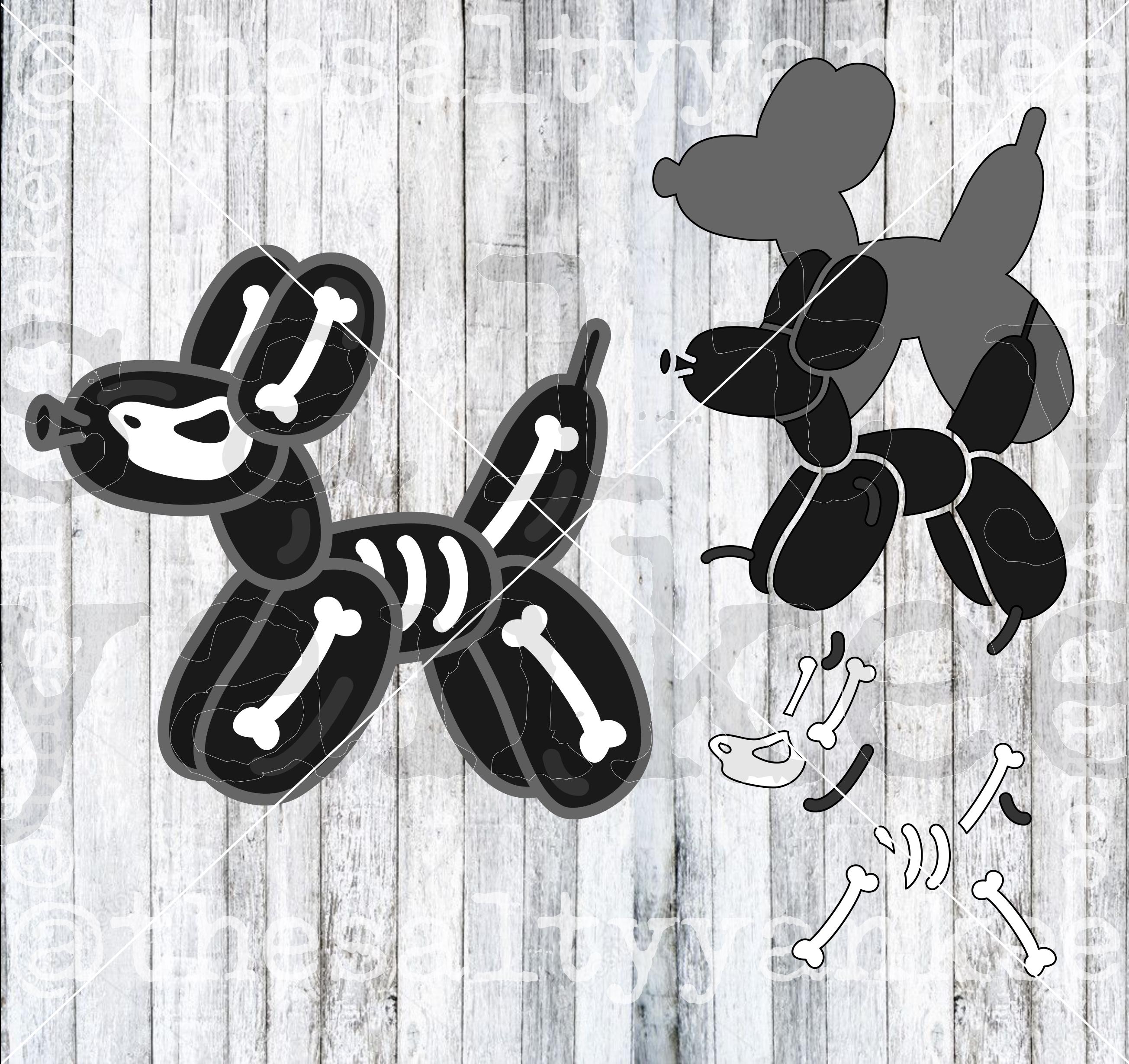 Spooky Skeleton Halloween Balloon Dog Clipart Layered SVG and PNG File ...