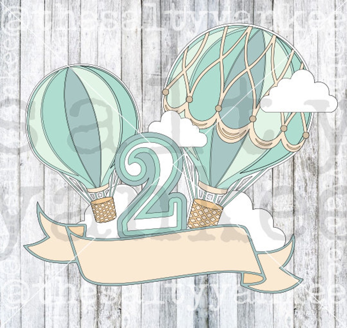 Hot Air Balloon Cake Topper Template 2 and Blank Clipart SVG File ...