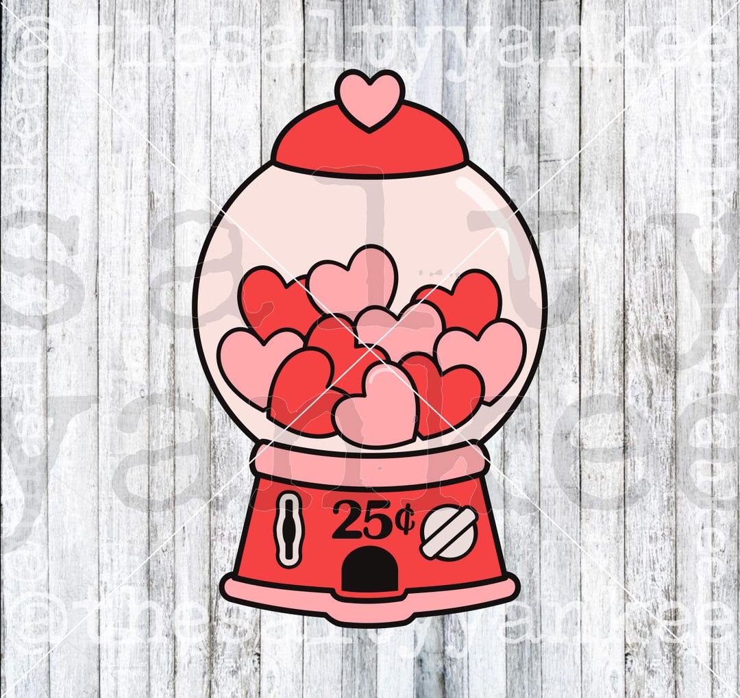 Vintage Retro Candy Machine Hearts Gumball Valentines Day Clipart ...