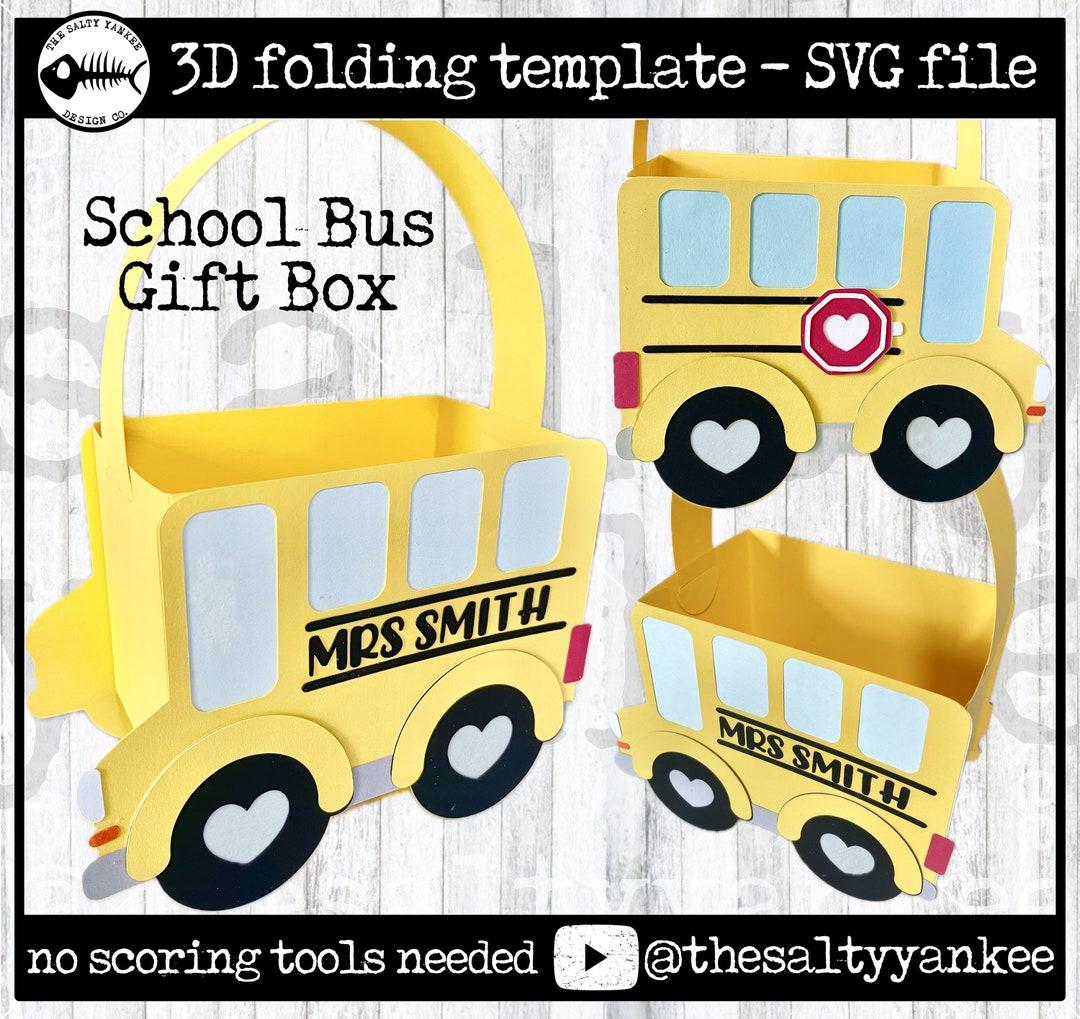 School Bus Box 3D Folding SVG File Template Digital File Download - Etsy