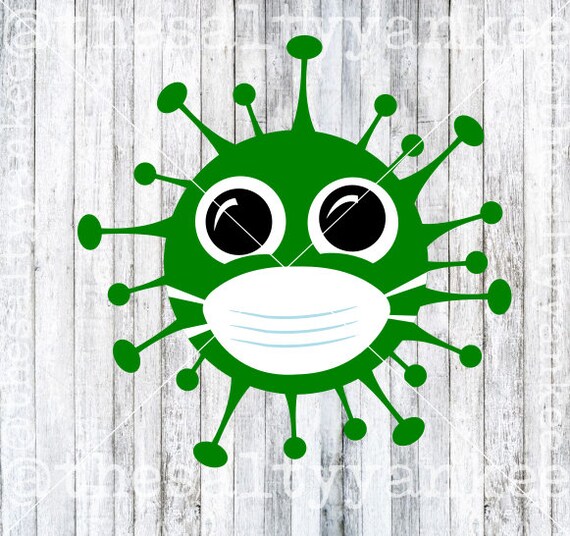 Cute Faced Germ Wearing Mask Social Distancing SVG File | Etsy