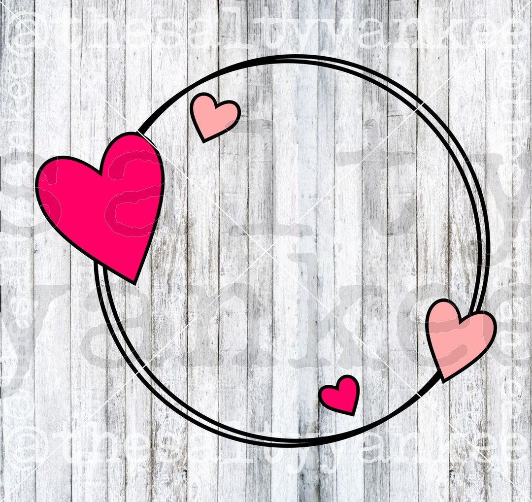 Heart Drawn Circle Border Ring Clipart SVG Layered File Download - Etsy